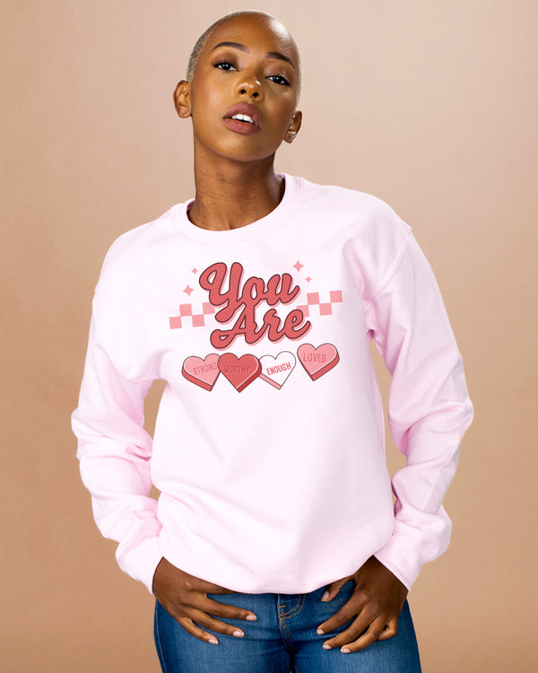 Self Love Candy Hearts Sweatshirt - Femfetti