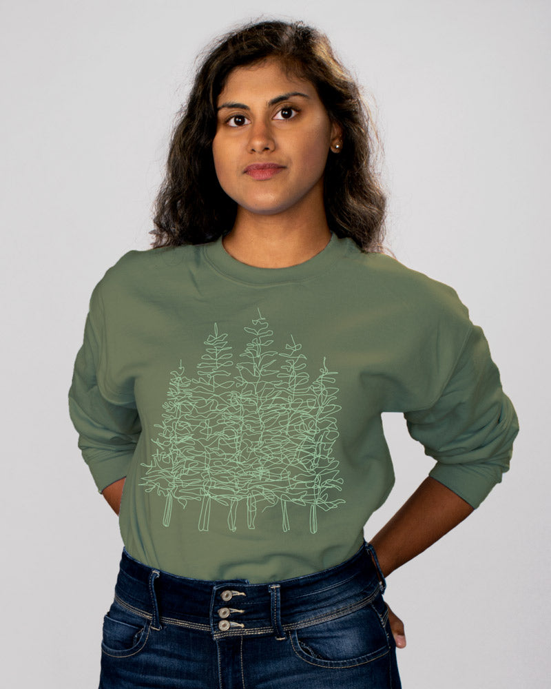 Tree Line Sweatshirt - Trendy Crewneck Sweatshirt, Outdoorsy, Hiking ...